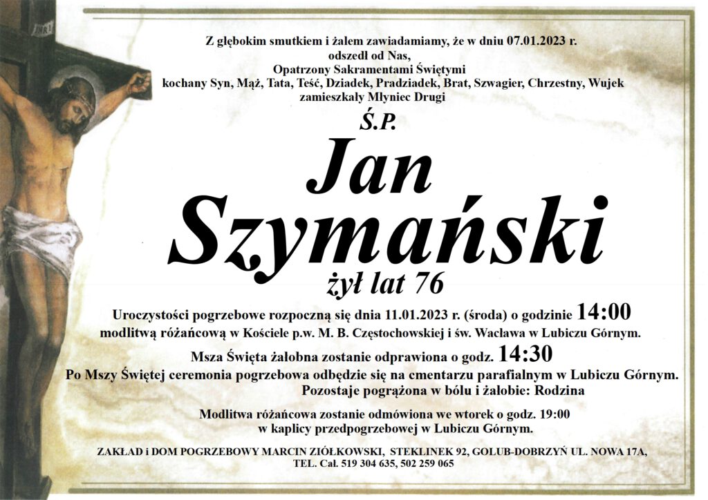 JAN SZYMAŃSKI - Pogrzeb organizuje Ziółkowski
